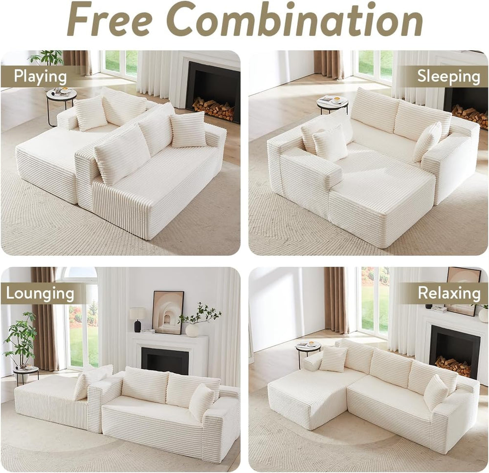 Flexo Corduroy Modular Sectional L-Shaped Sofa Chaise【2026 New Year's